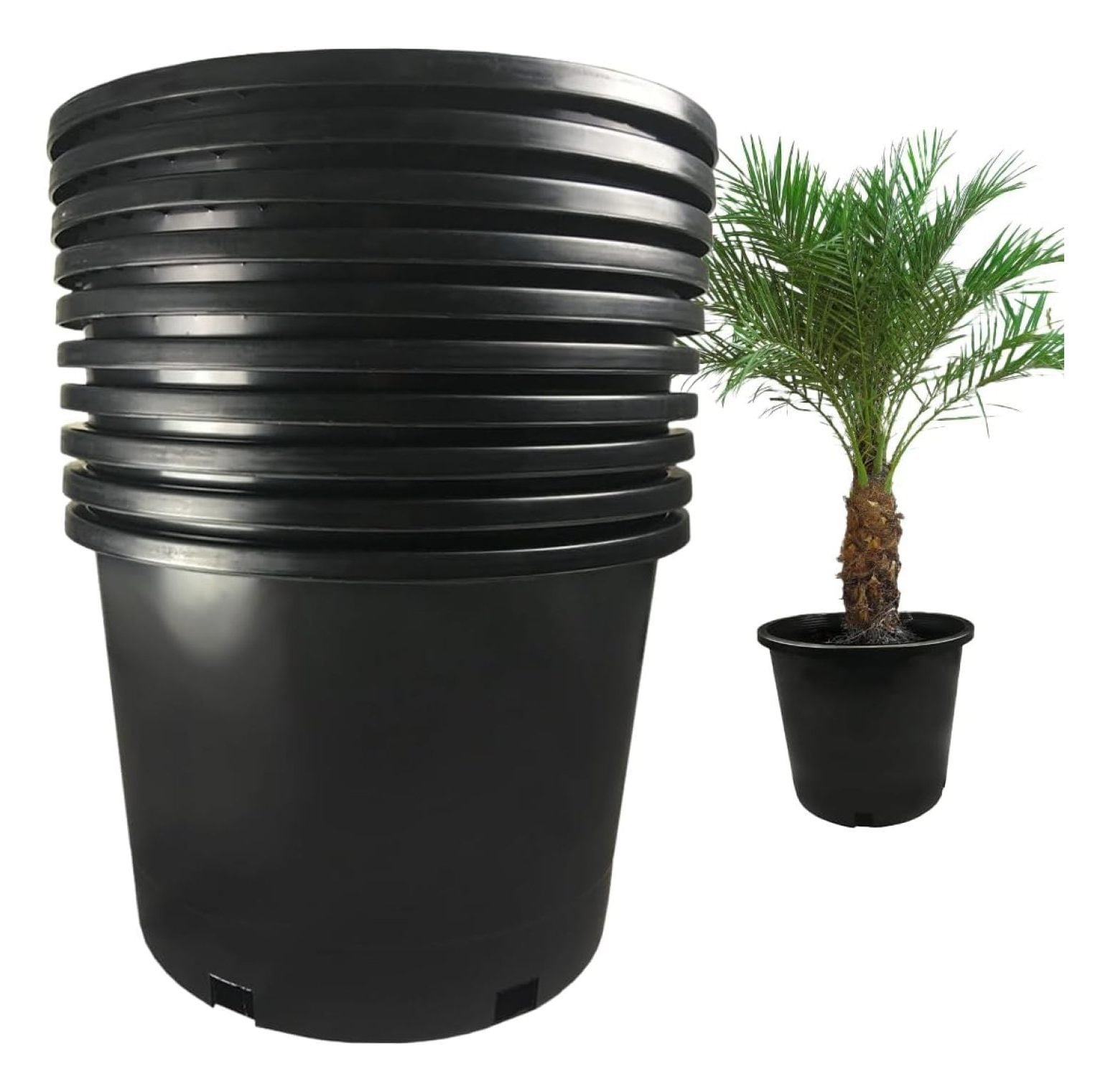 10-Pack 7 Gallon Premium Black Plastic Nursery Plant Container Garden ...