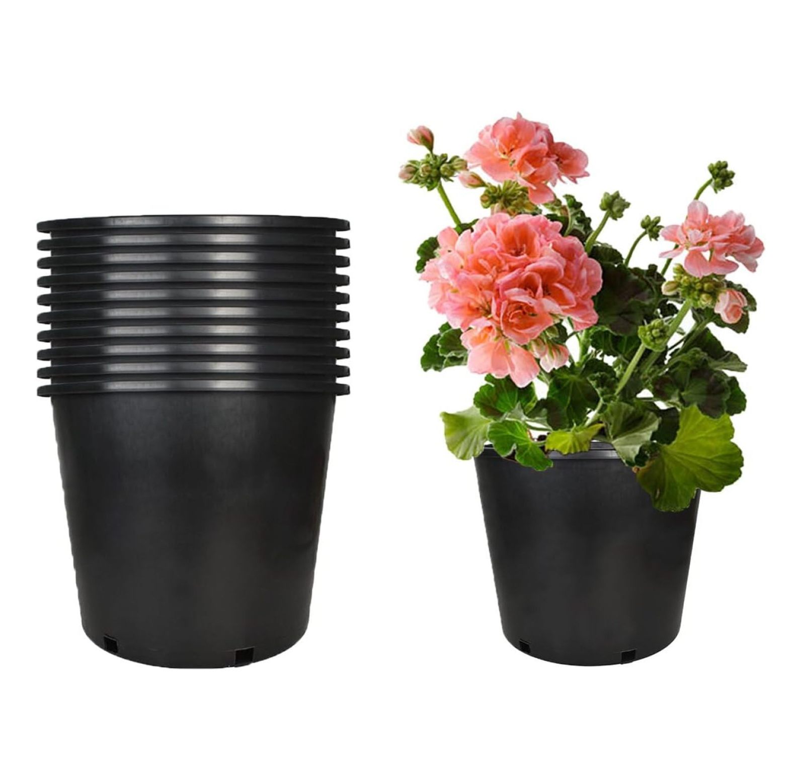 10-Pack 7 Gallon Round Premium Nursery Pot Plant Flower Seedling ...