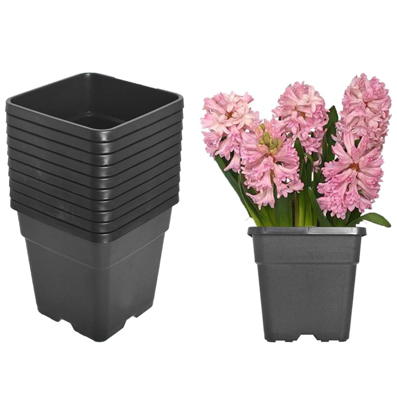 10-Pack 7 Gallon Square Plastic Garden Planter Pots Flower Seedling ...