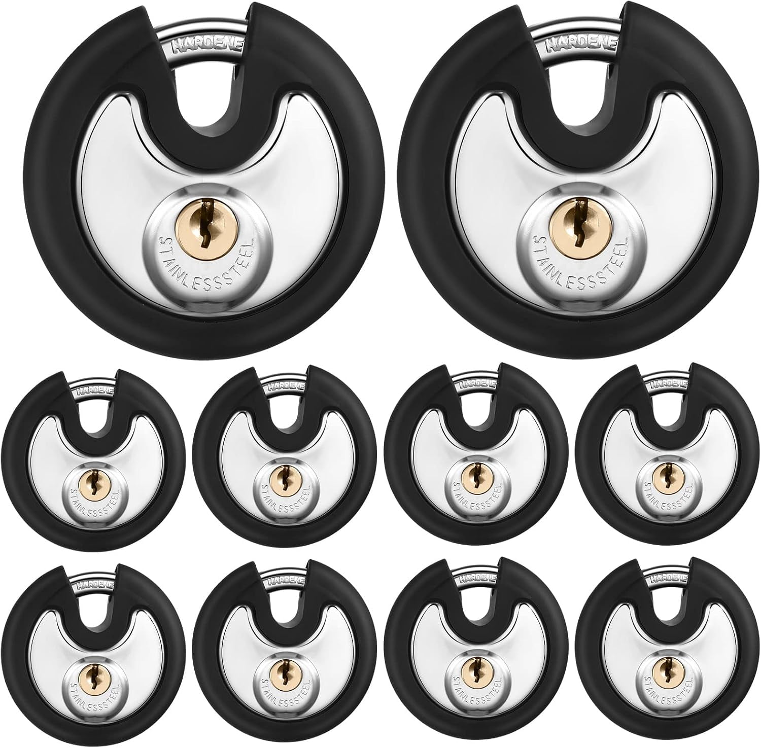 10 Pack 70 Mm Pad Lock Keyed Alike Padlocks with Stainless Steel Discus ...