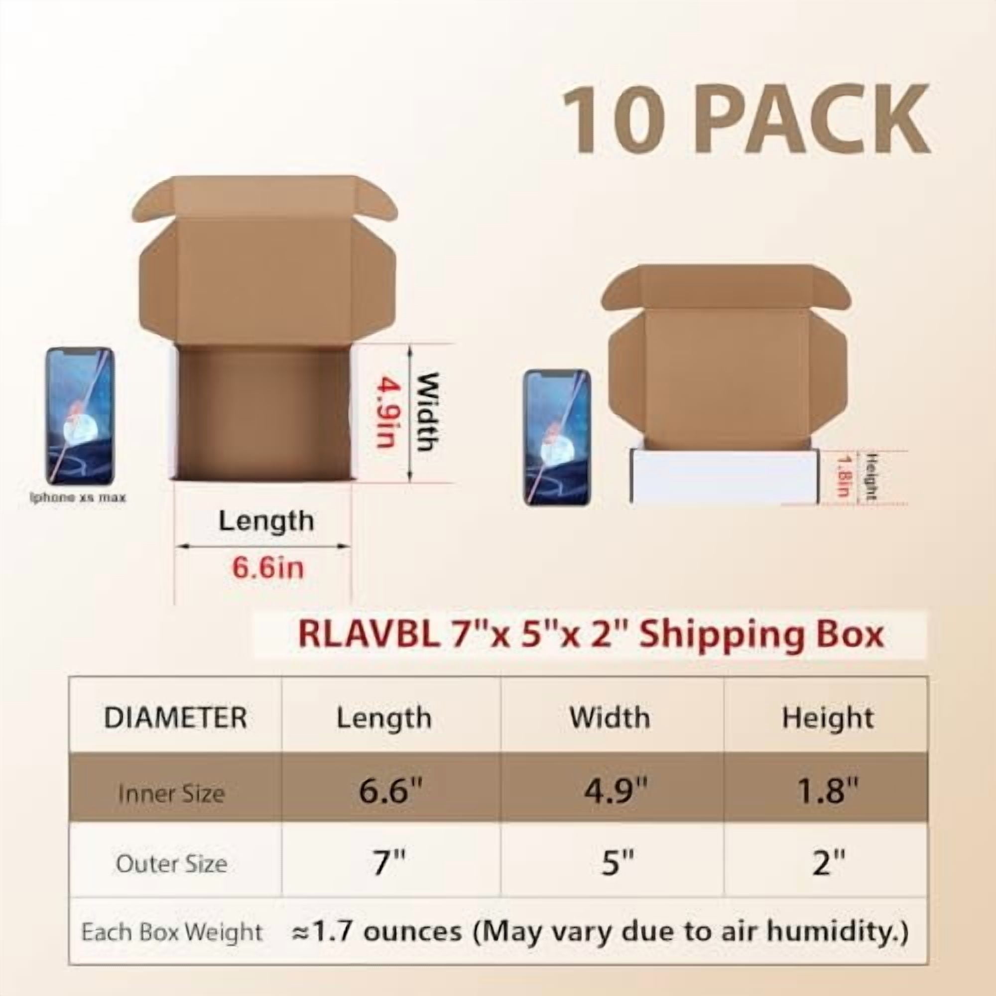 10 Pack 7x5x2 Small Shipping Boxes, White Corrugated Cardboard Box for ...
