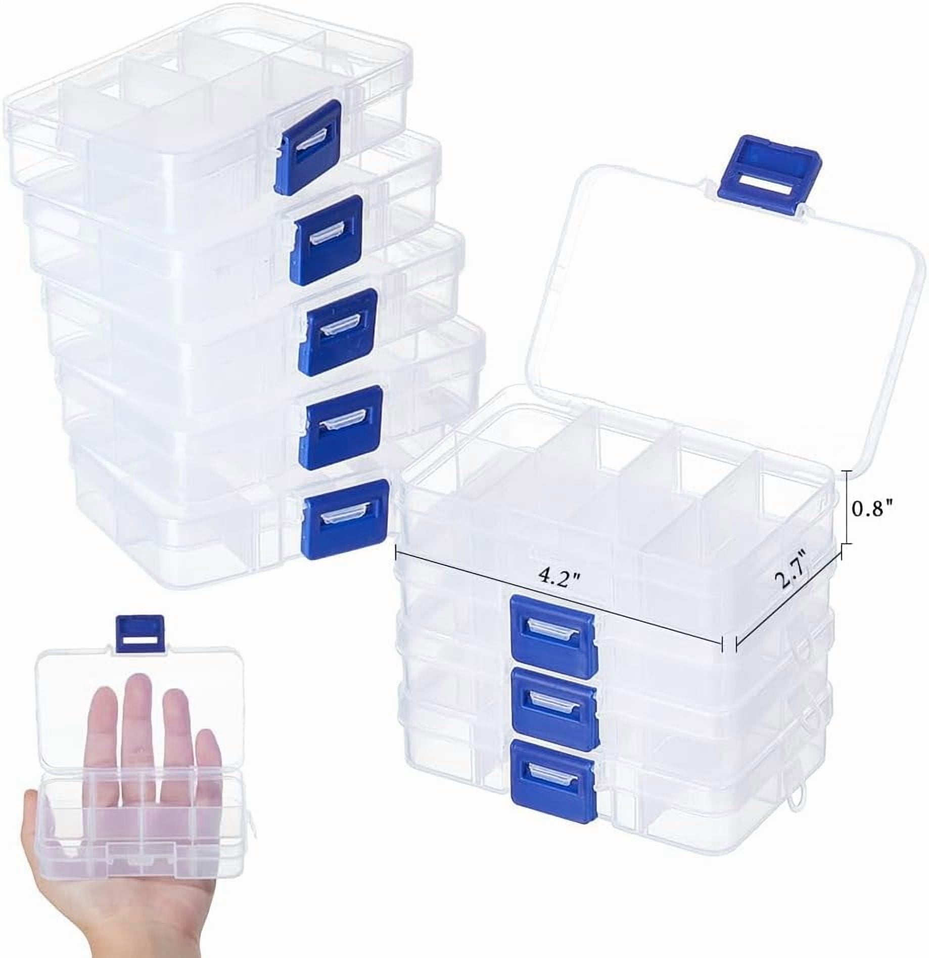 10 Pack 8 Grids Mini Plastic Organizer Box 2.7x4.2x0.8inch Clear ...