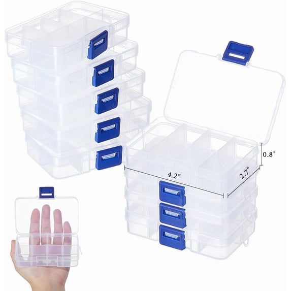 10 Pack 8 Grids Mini Plastic Organizer Box 2.7x4.2x0.8inch Clear ...