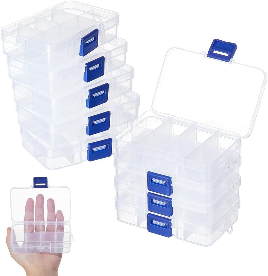 10 Pack 8 Grids Plastic Organizer Box 2.7x4.7x0.89 Clear Plastic ...