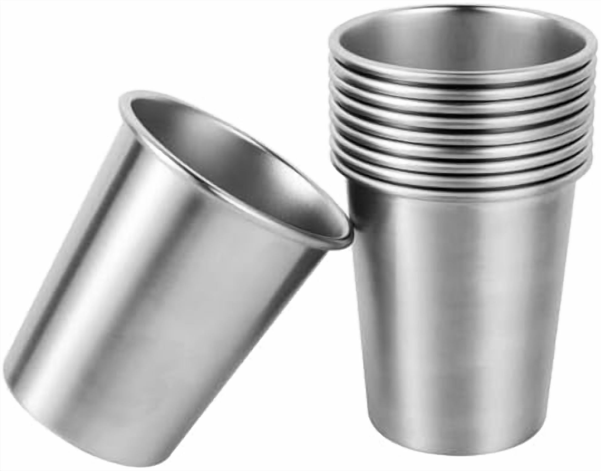 10 Pack 8 Ounce Stainless Steel Pint Cups Shatterproof Cup Tumblers ...