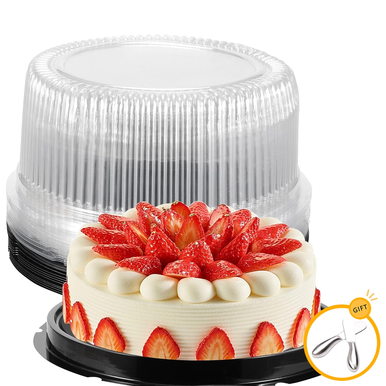 10 Pack 8" Plastic Disposable Cake Containers Carriers with Dome Lids ...