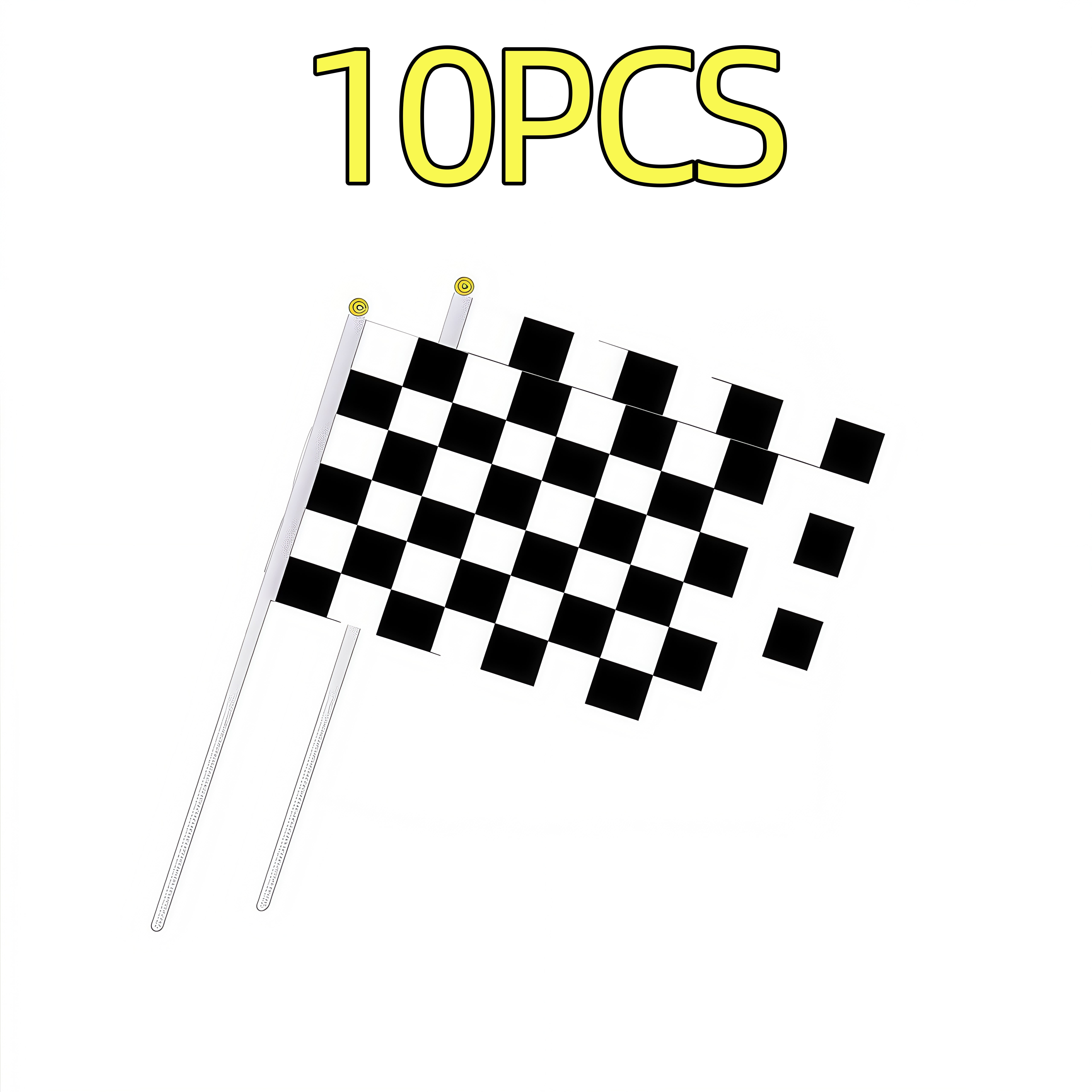 10 Pack 8"x5.5" Black and White Checkered Racing Stick Flag、Racing Hand ...