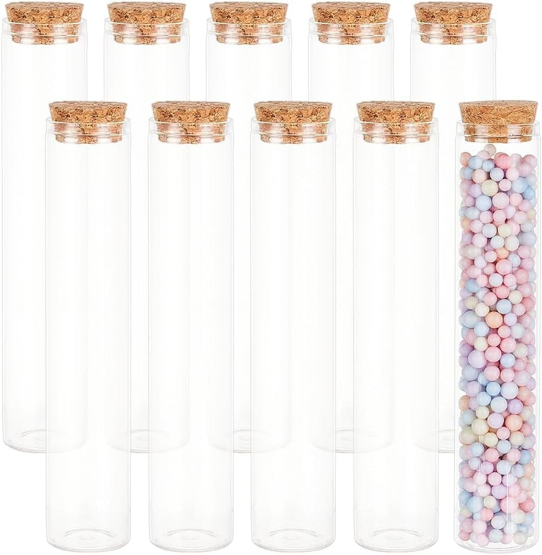 10 Pack 80ml Flat Glass Test Tube with Cork Stopper Clear Mini Glass ...