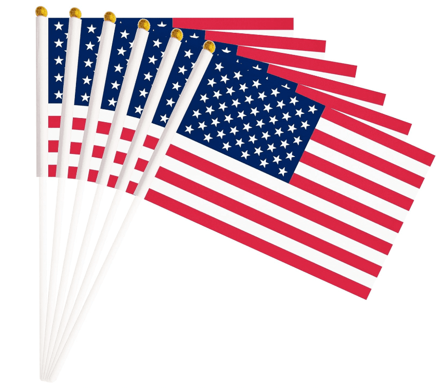 10 Pack 8x5 Inch American Flags on Stick, Handheld USA Flags with Spear ...