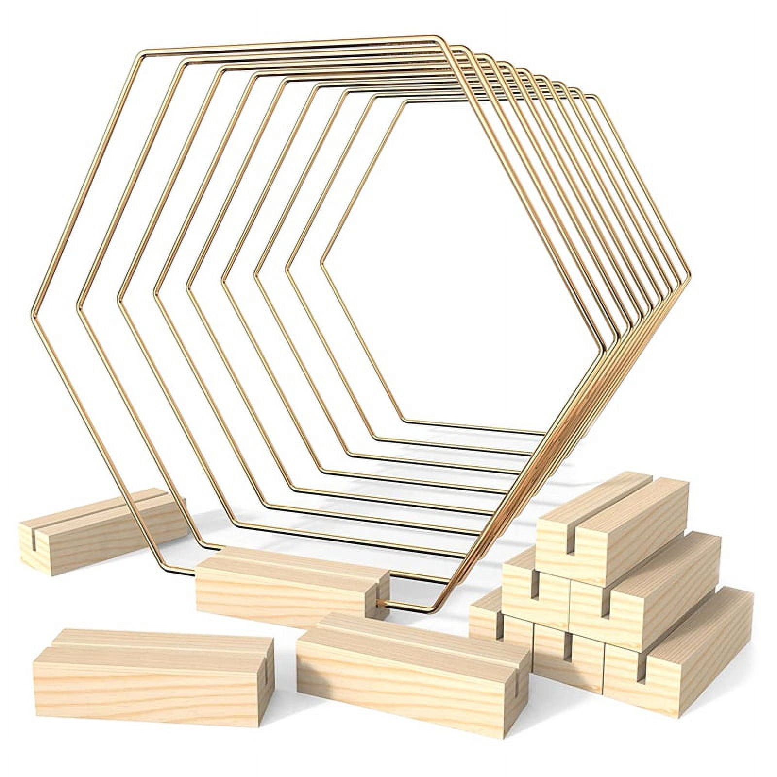 10 Pack 9.1 Inch Hexagonal Hoop Centerpiece with Wood Place Card ...
