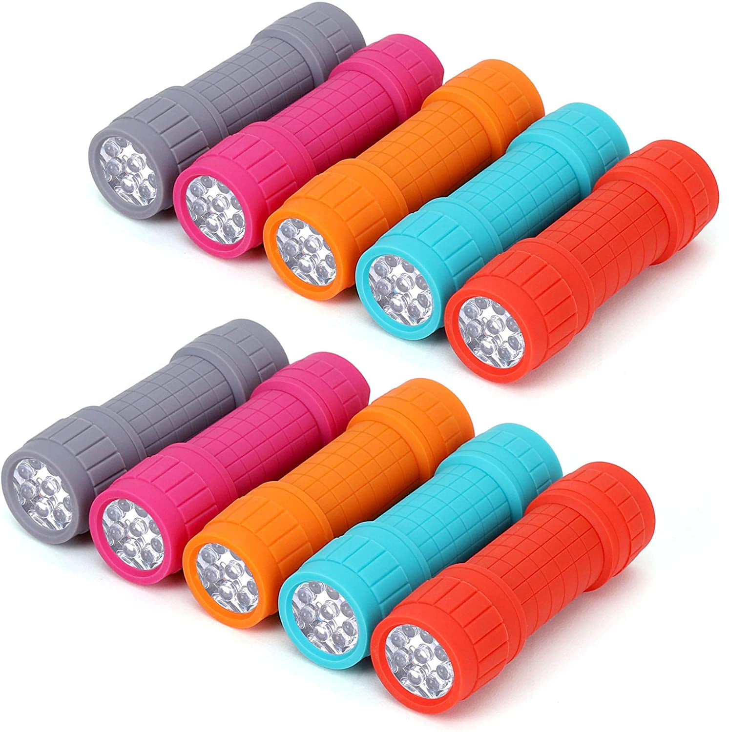 10-Pack, 9-LED Mini Flashlight Set, AAA Batteries are Included and Pre ...