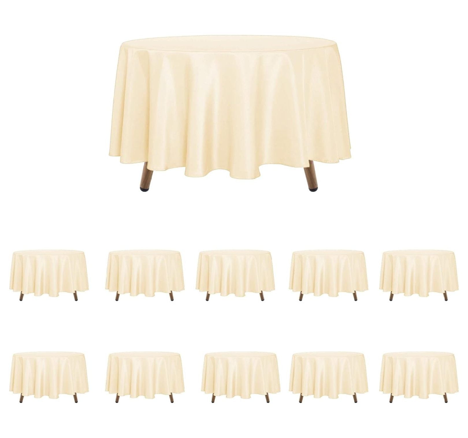 10 Pack 90 Inch Round Ivory Premium Polyester Tablecloth for Wedding ...