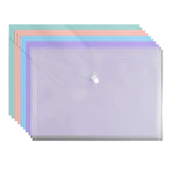 10 Pack A4 Clear File Folders Plastic Document Pouches Exam Papers ...