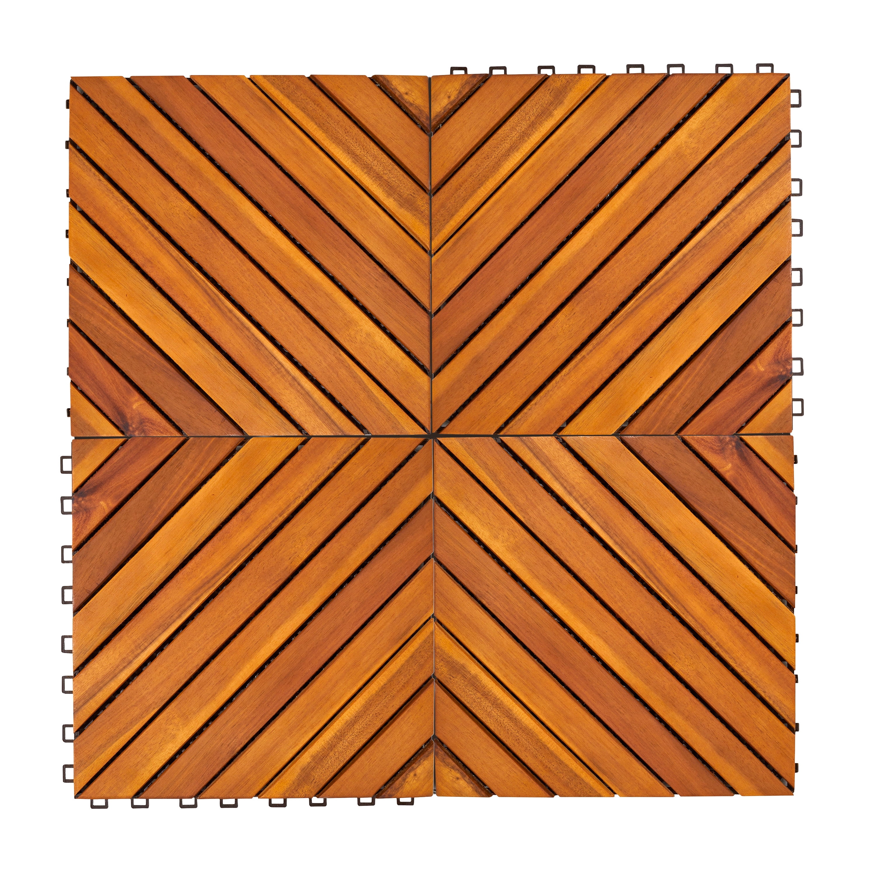 10-Pack Acacia Interlocking Wood Deck Tiles for Patio, Porch, Lawn ...