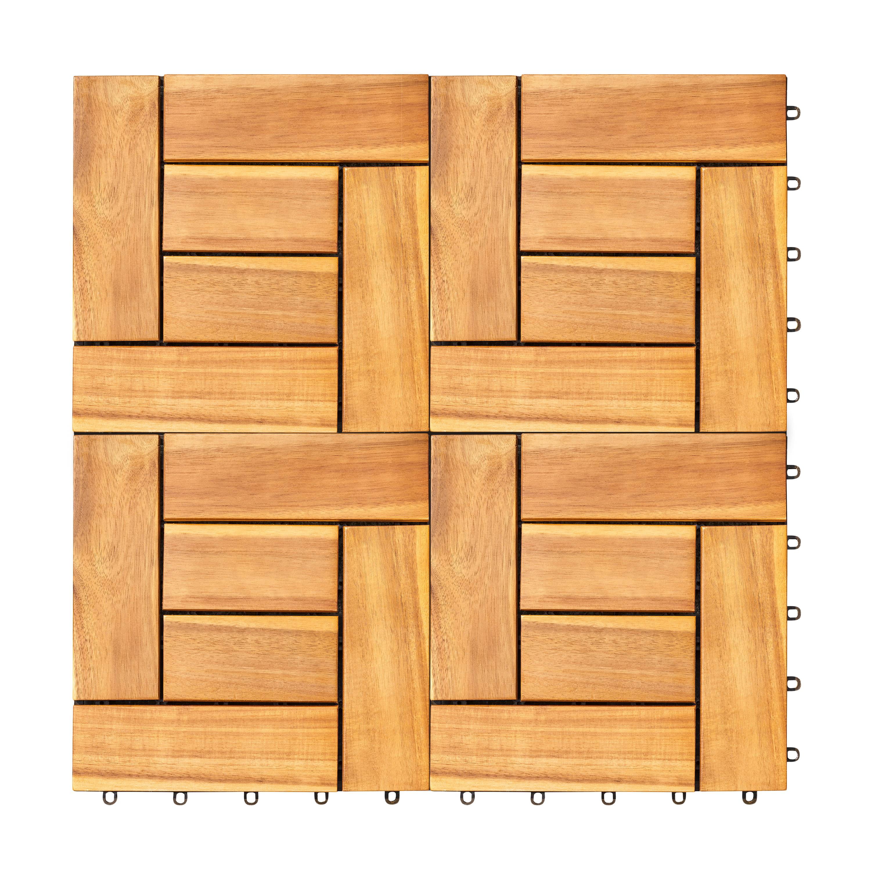 10-Pack Acacia Interlocking Wood Decktile - Walmart.com