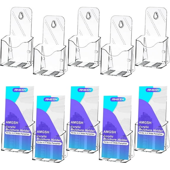 10 Pack Acrylic Brochure Holder, 4 x 7.9 Inches Clear Rack Card Holder ...