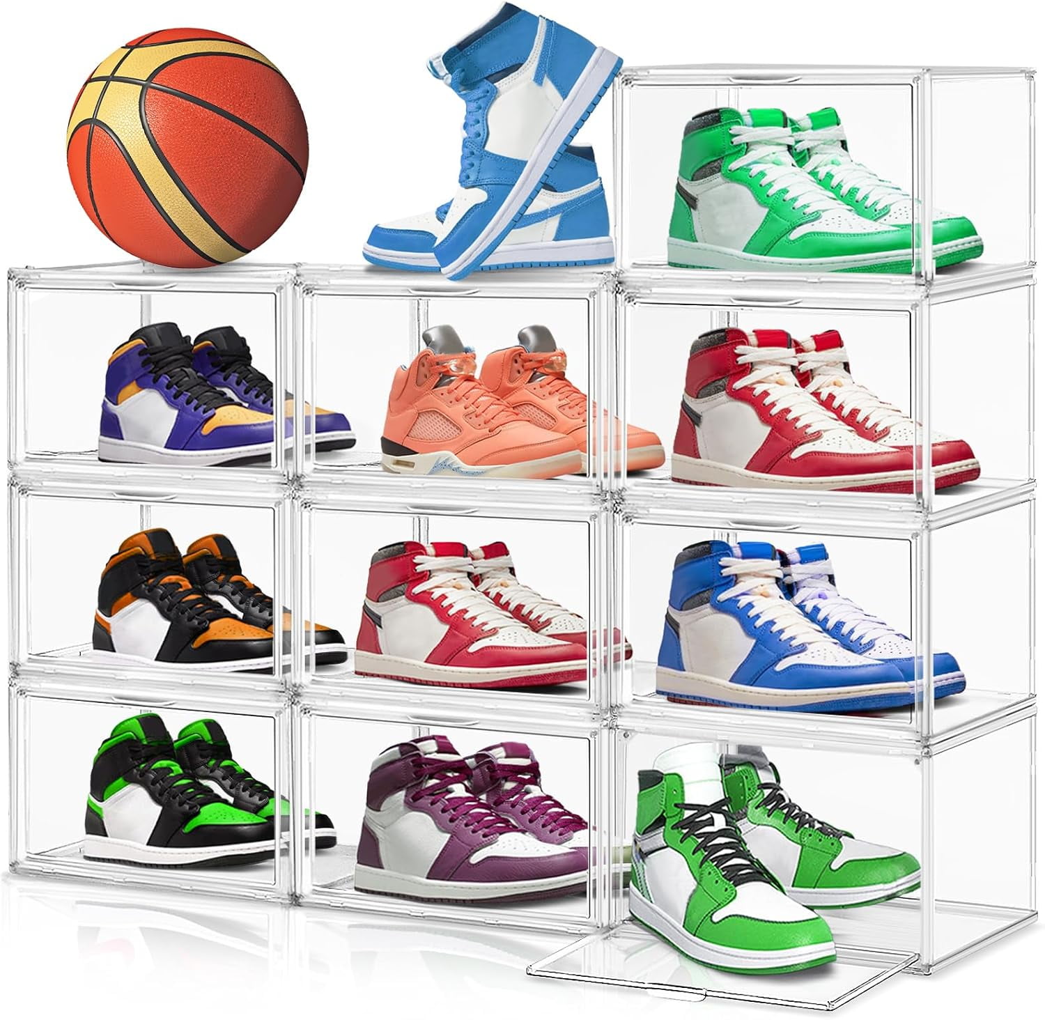 10 Pack Acrylic Shoe Display Case Transparent Sneaker Storage Boxes ...