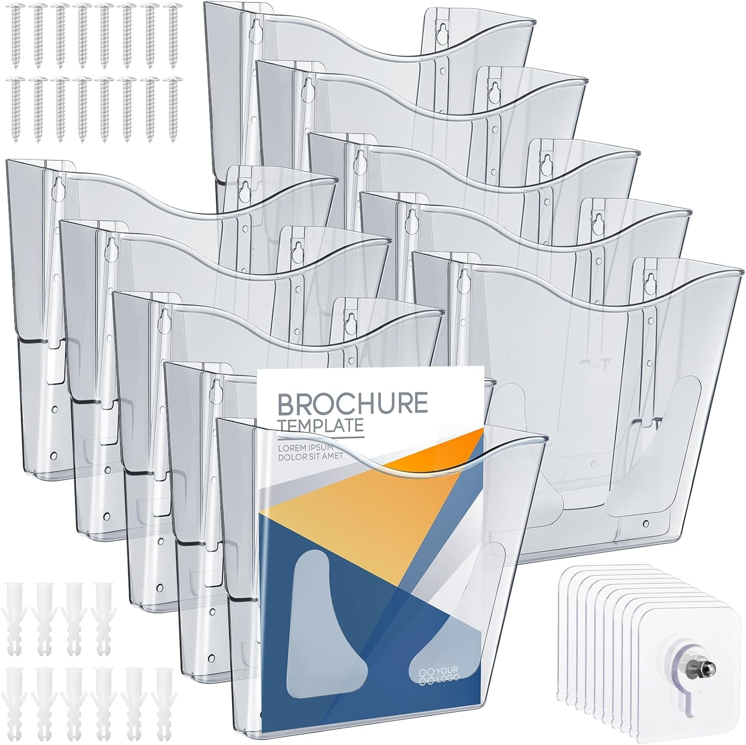 10 Pack Acrylic Wall Pocket File Holders Single Pocket Wall Mount File ...