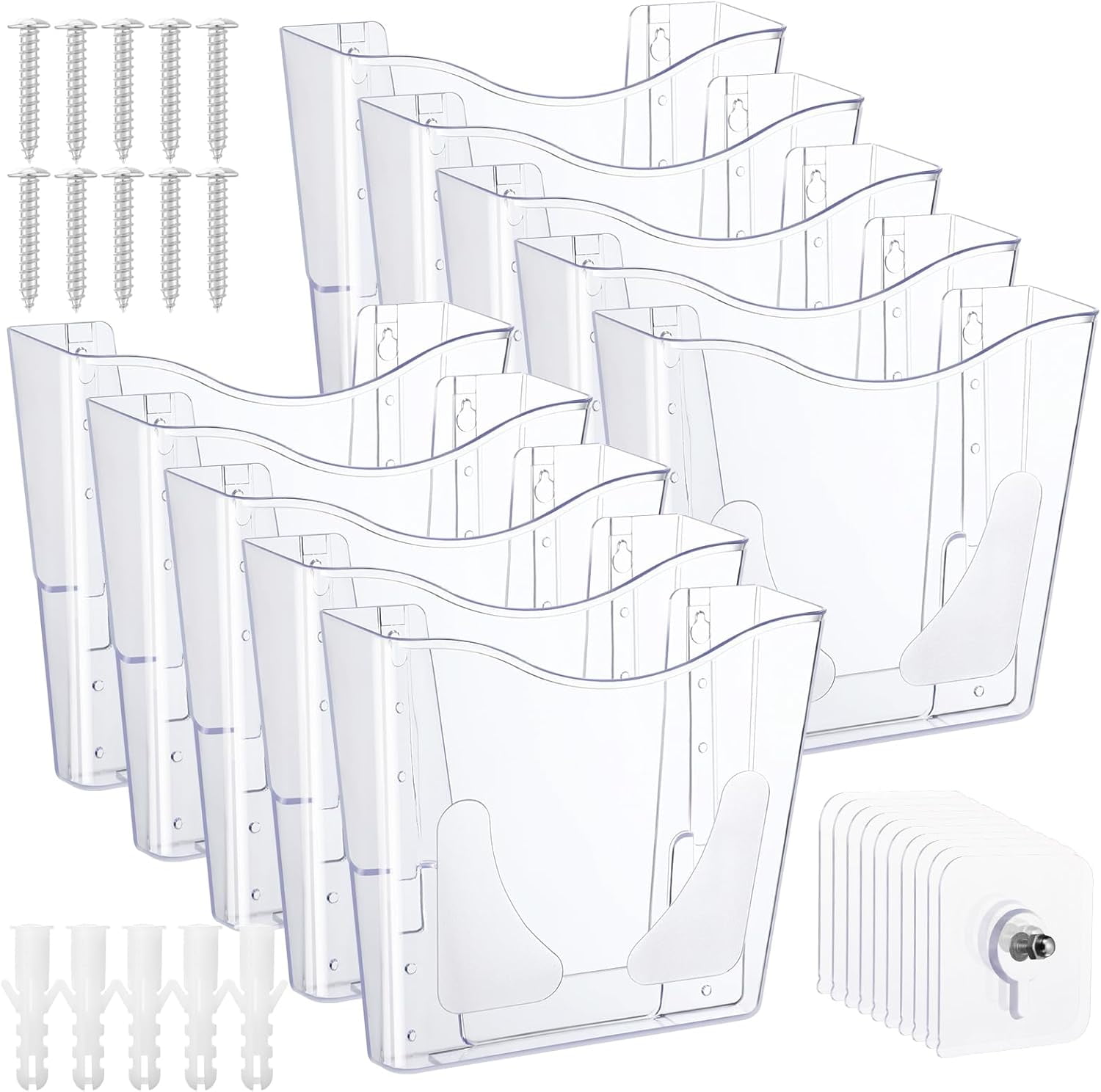 10 Pack Acrylic Wall Pocket File Holders Single Pocket Wall Mount File ...