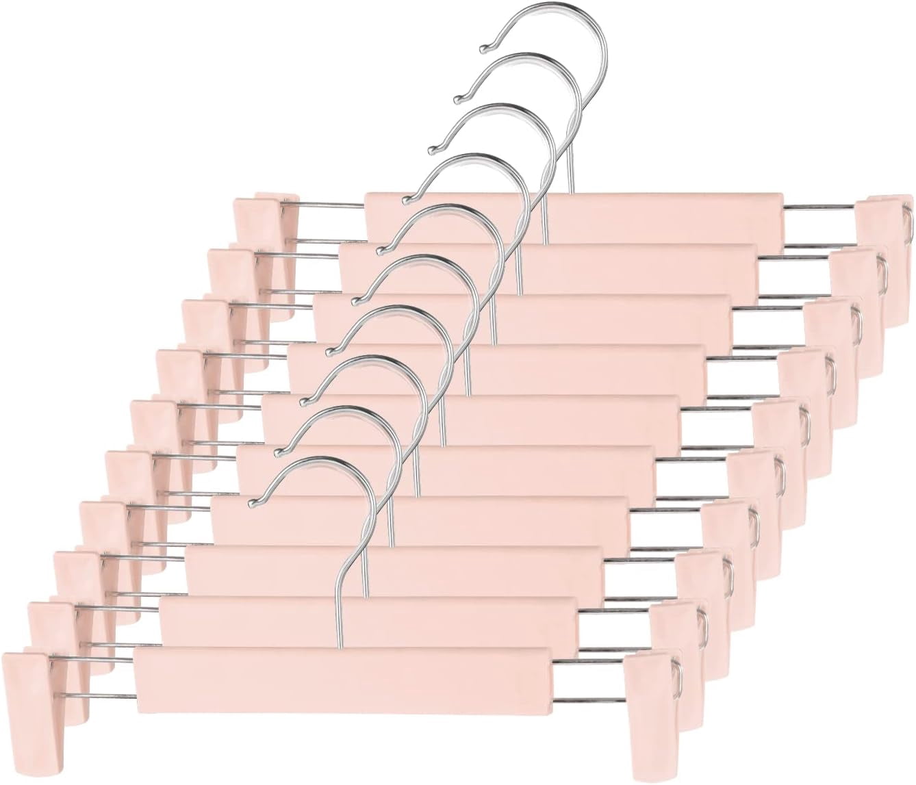 10 Pack Adjustable Non-Slip Clip Pants Hangers, Anti-Rust Trouser Skirt ...