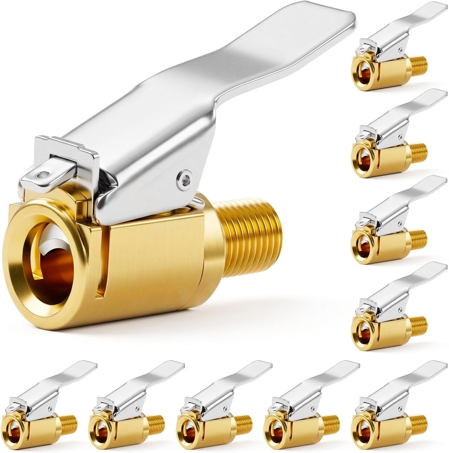 10-Pack Air Chuck Quick Connect, Brass Locking Tire Air Chuck, No ...
