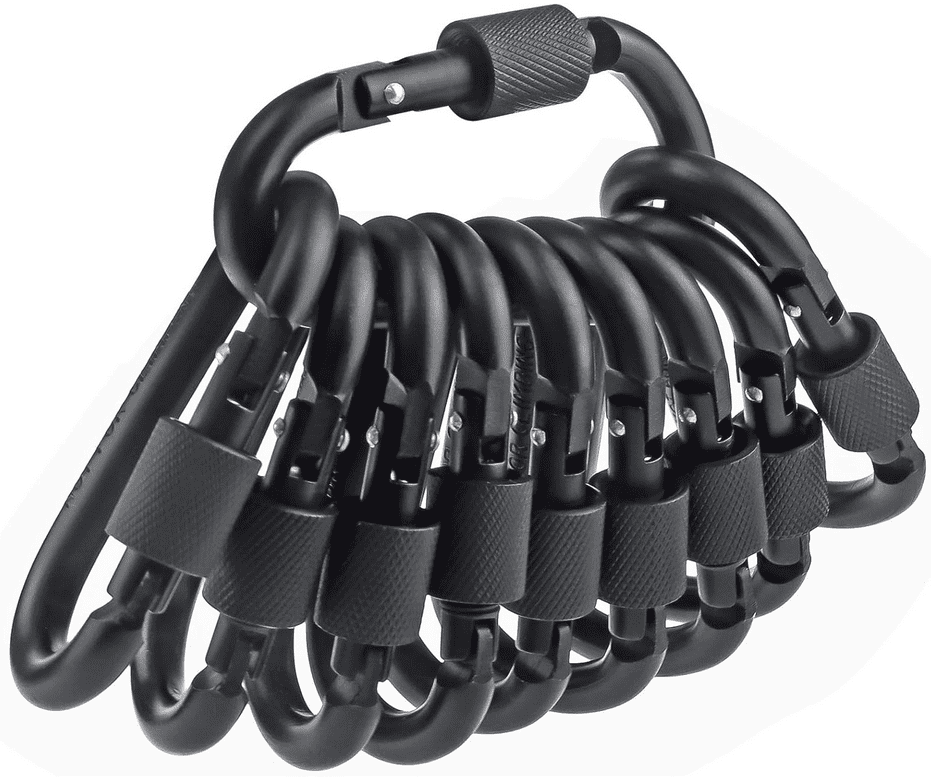 10 Pack Aluminum D Ring Key Rings Hiking Clips Locking Carabiner for ...