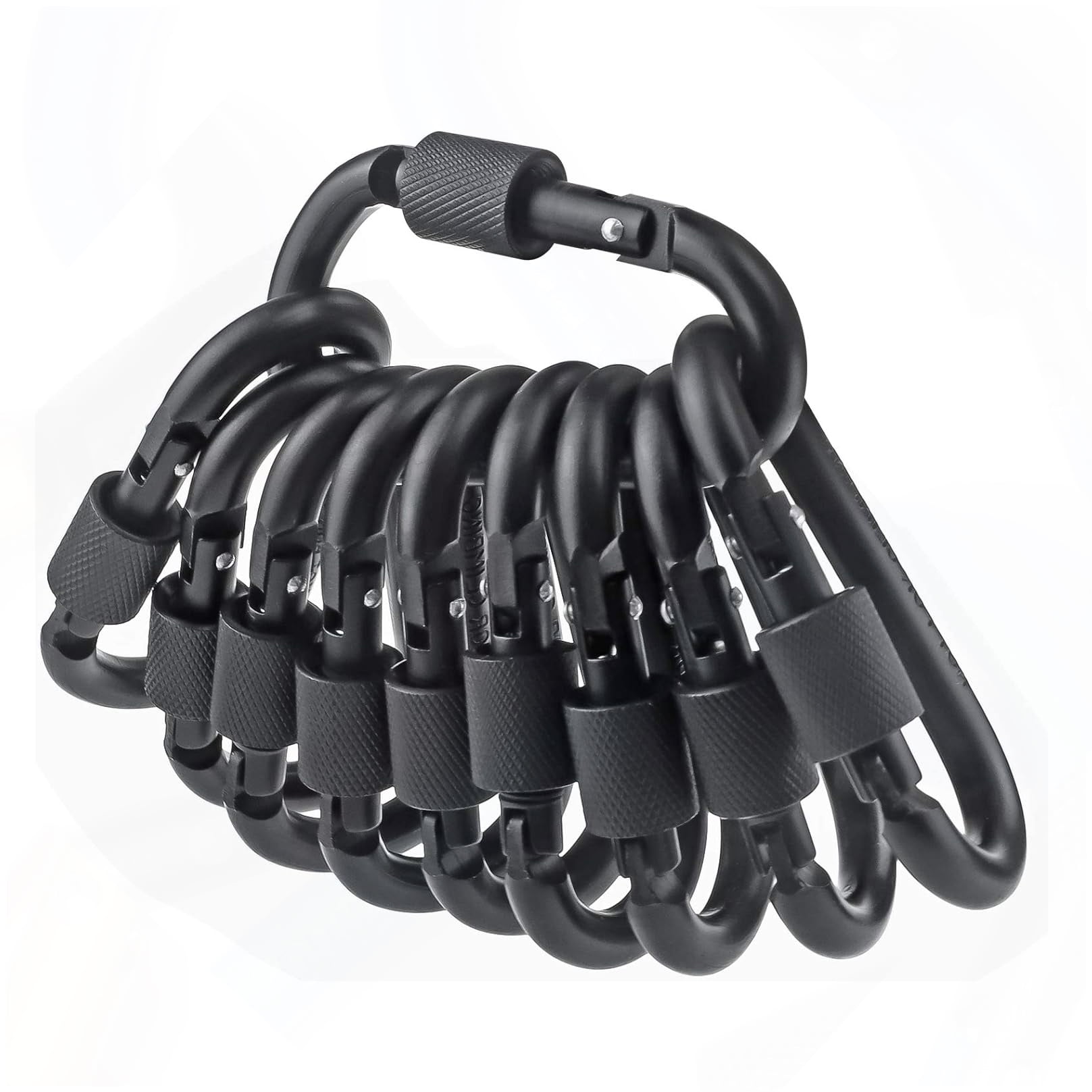 10 Pack Aluminum D Ring Key Rings Hiking Clips Locking Carabiner for ...