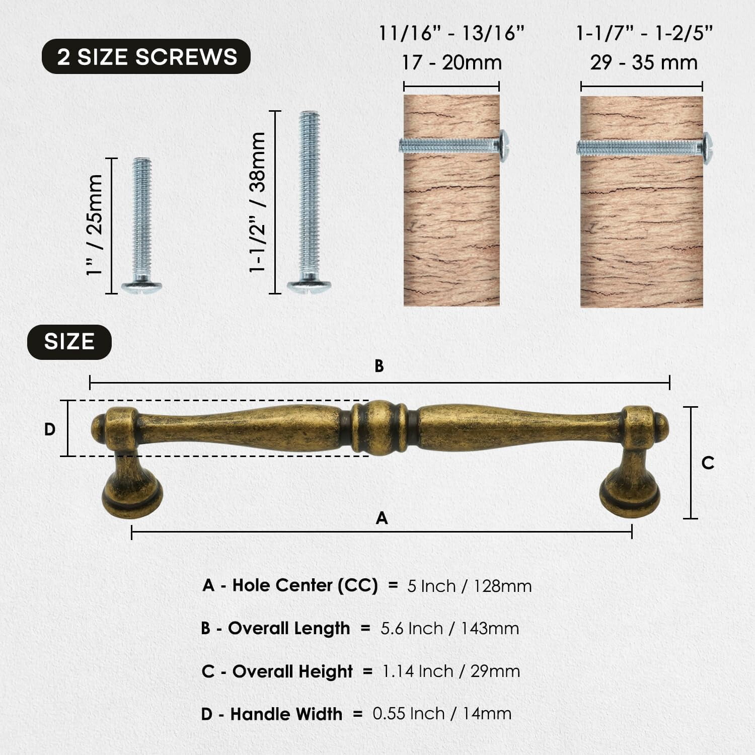 10 Pack Antique Brass Cabinet Pulls 5 Inch/128mm Hole Center Zinc Alloy ...