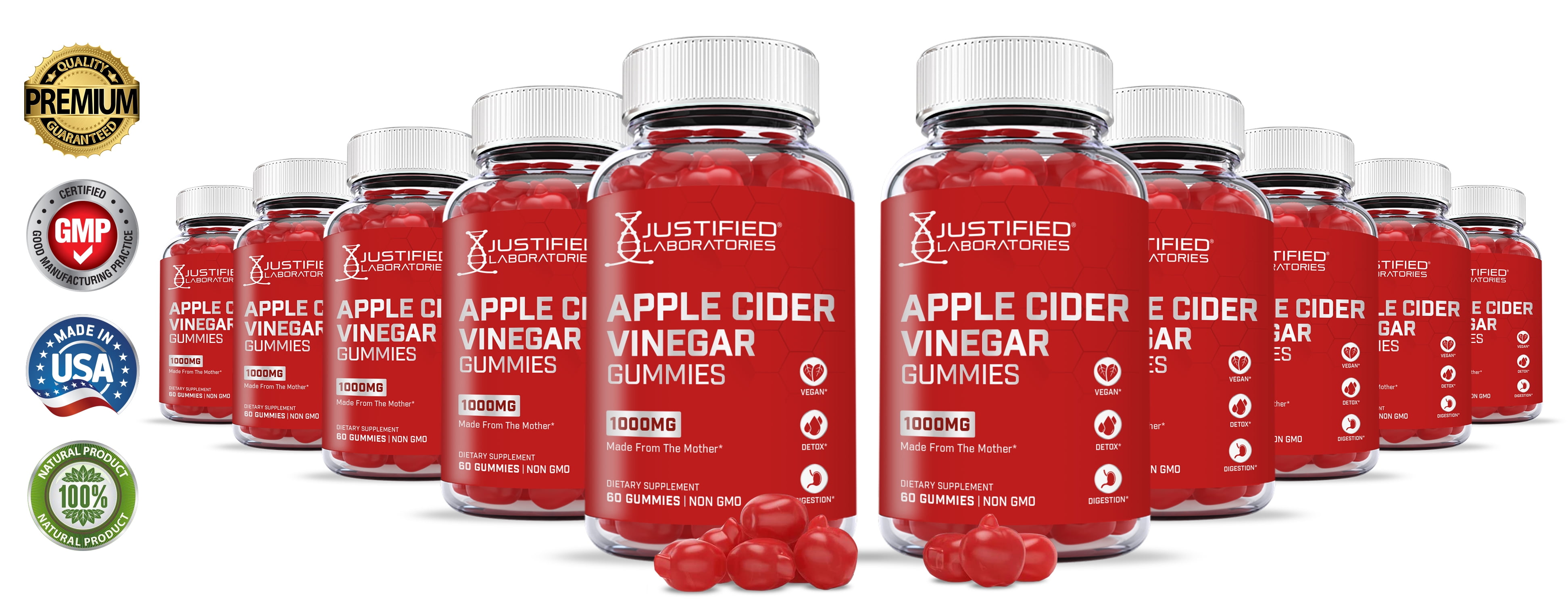 (10 Pack) Apple Cider Vinegar Gummies 1000MG 3X Strength ACV Made From The Mother with ...