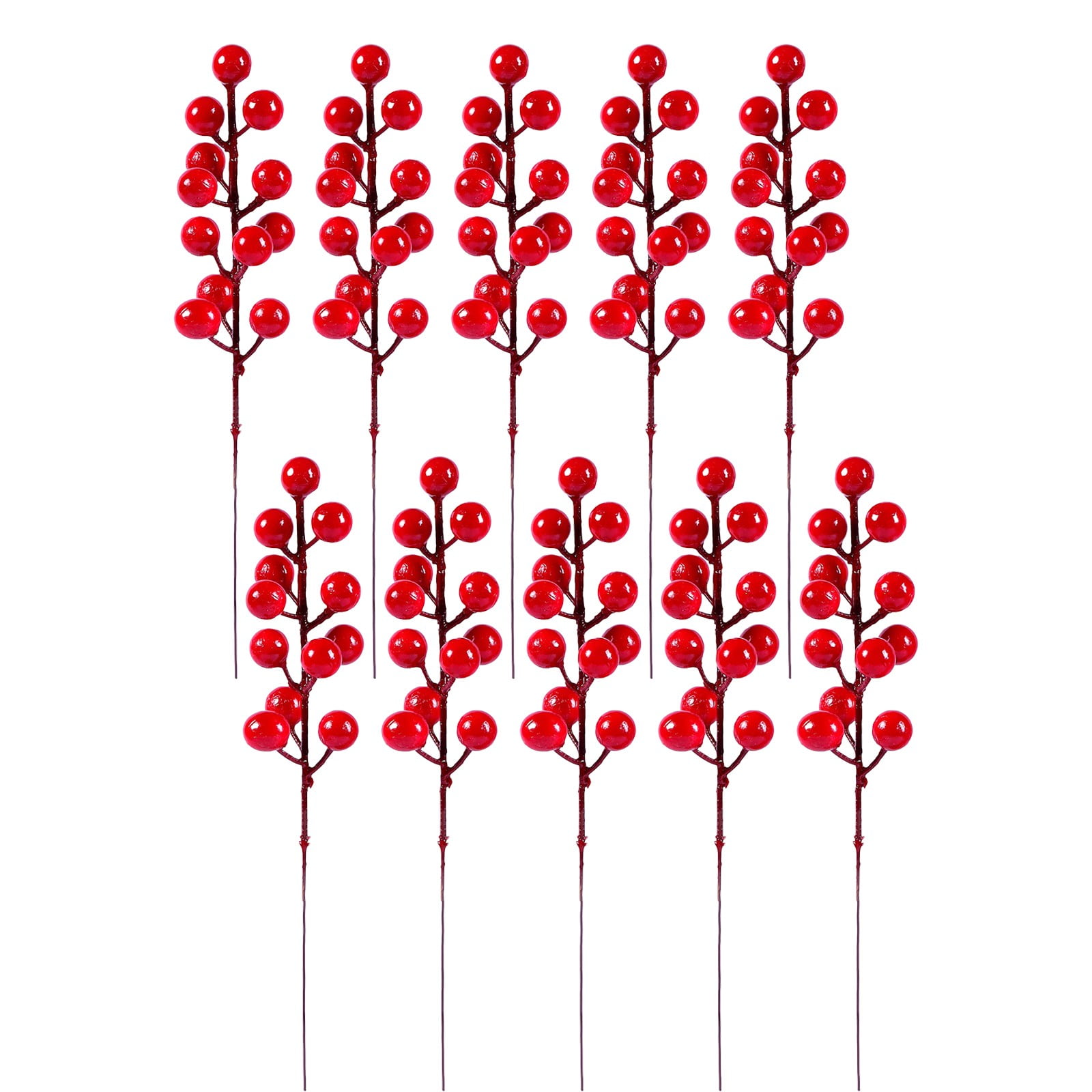 10 Pack Artificial Red Berry Stems Christmas Red Berry Picks Holly ...