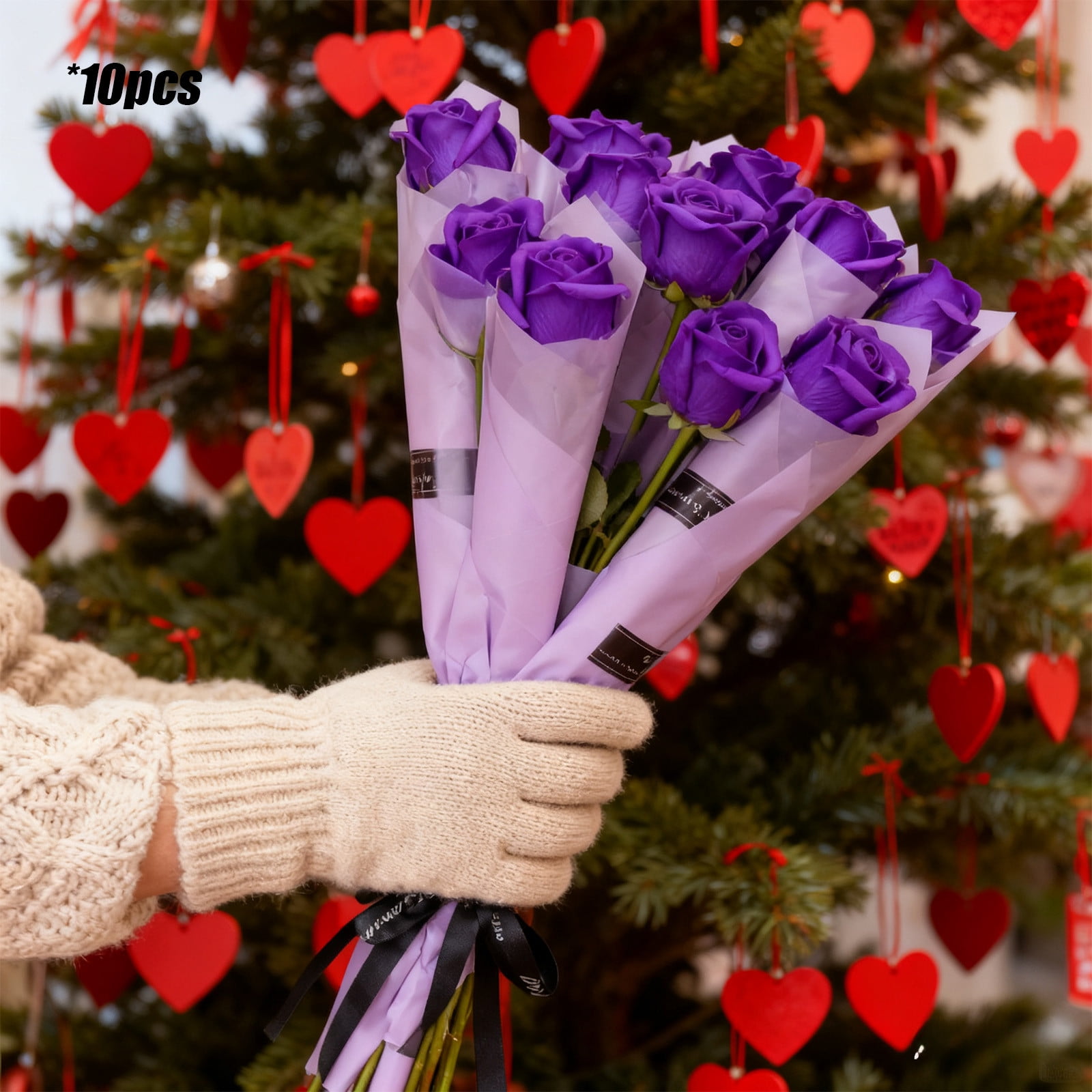 10 Pack Artificial Rose Flowers, Valentine'S Day Gift Roses, Shiny ...