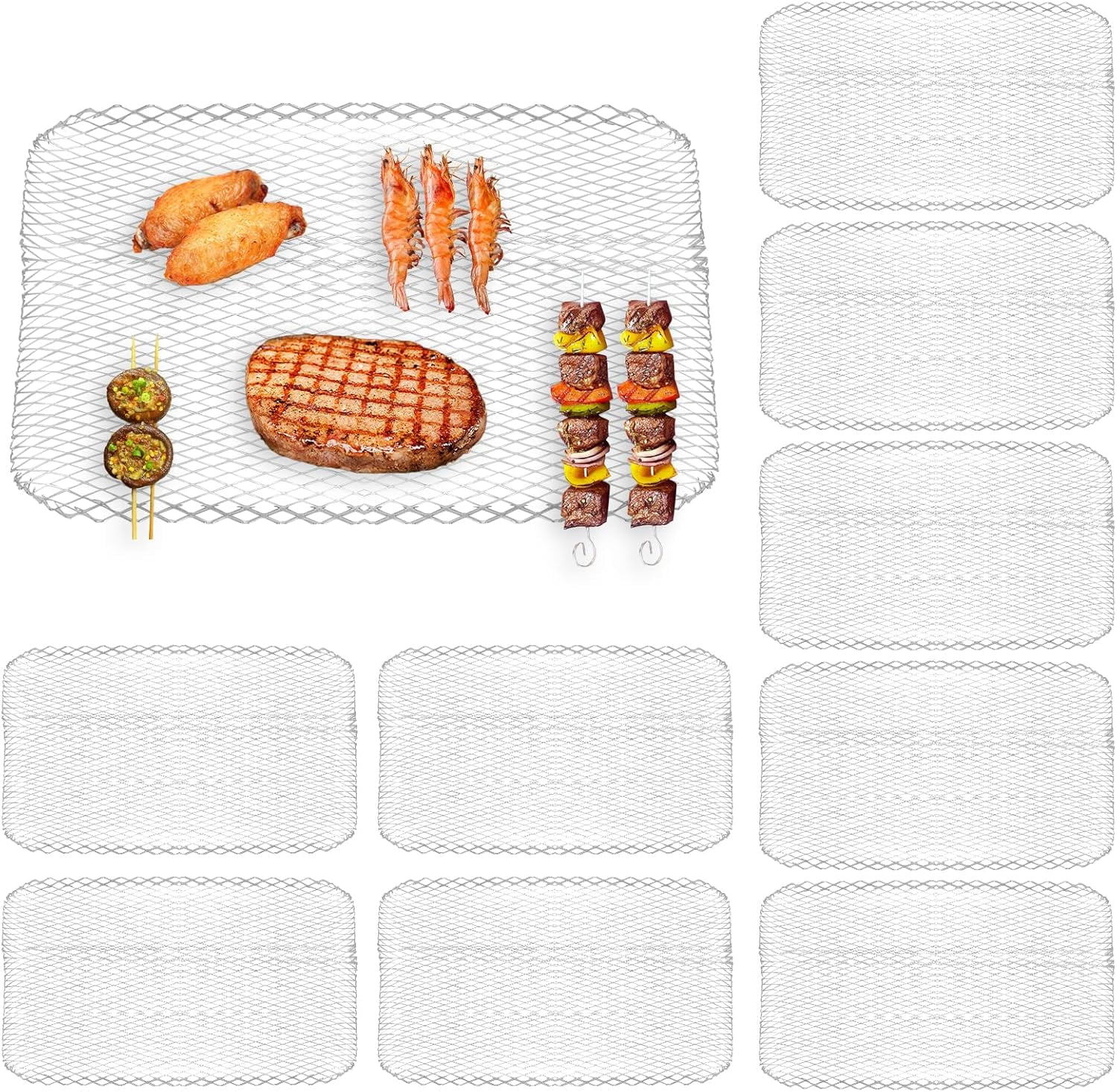 10 Pack BBQ Grill Mesh Mat,Mesh Baking Tray,Grill Mesh,Disposable ...