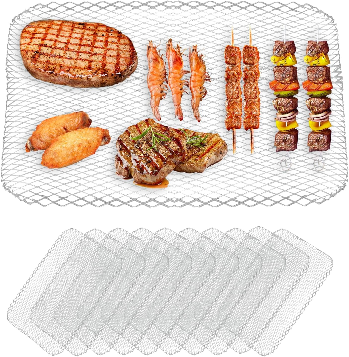 10 Pack BBQ Grill Mesh Mat,Mesh Baking Tray,Grill Mesh,Disposable ...