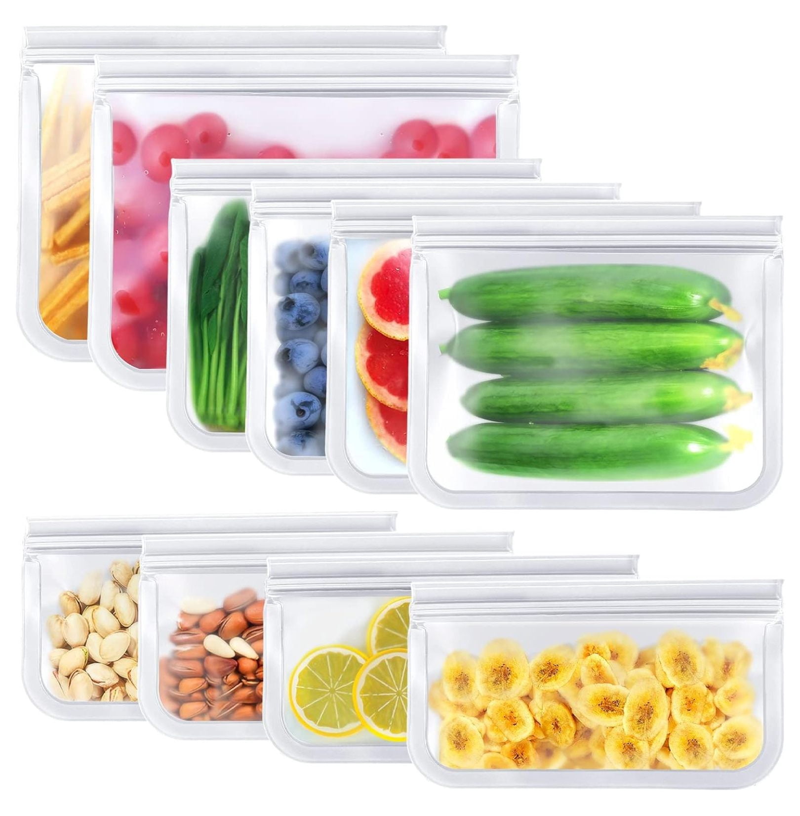 10 Pack BPA Free Reusable Freezer Bags Resuable Sandwich Bags Food ...