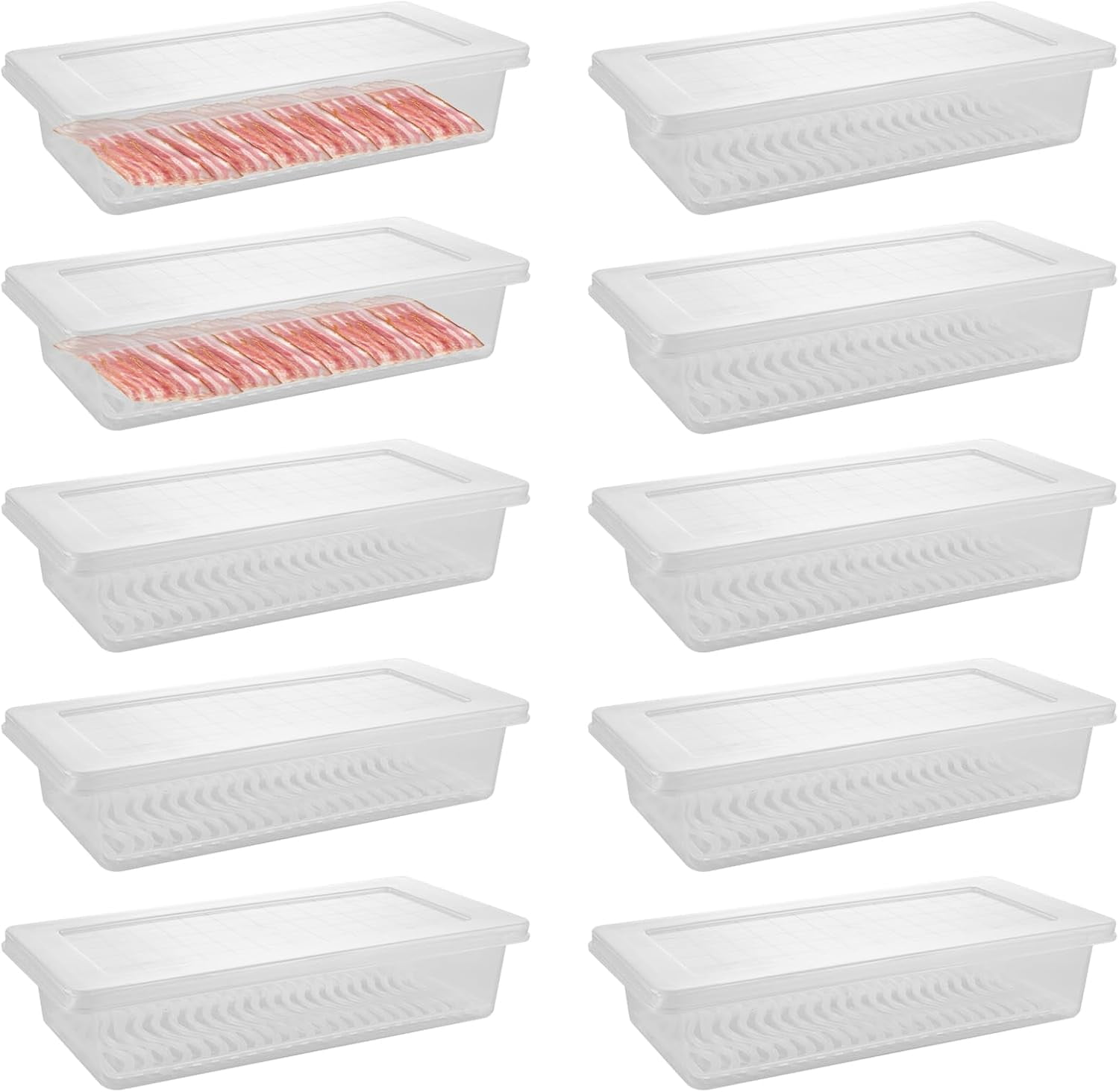 10 Pack Bacon Storage Container for Fridge, Deli Meat Container for ...