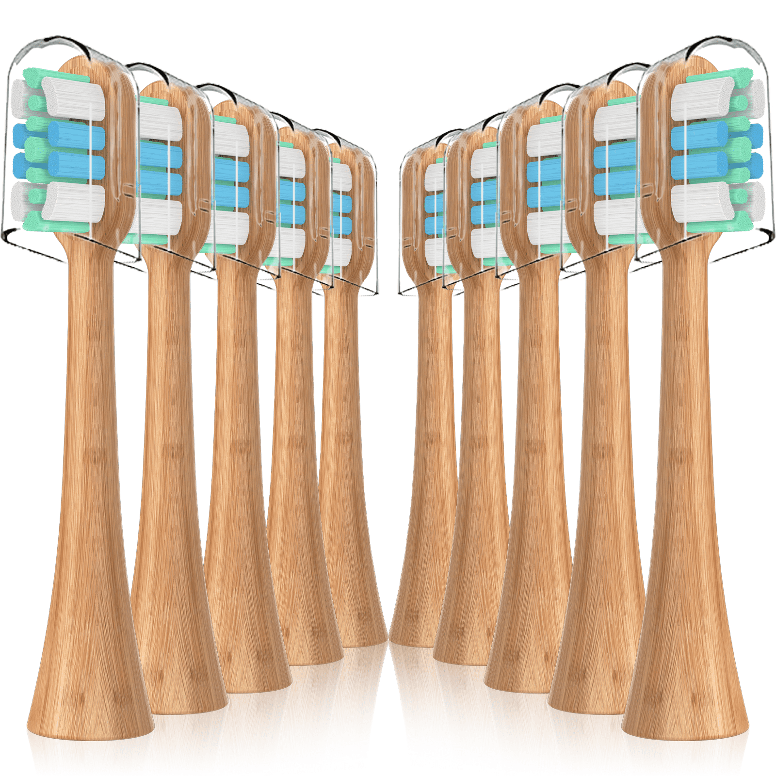 10 Pack Bamboo Replacement Electric Toothbrush Heads Compatible with ...