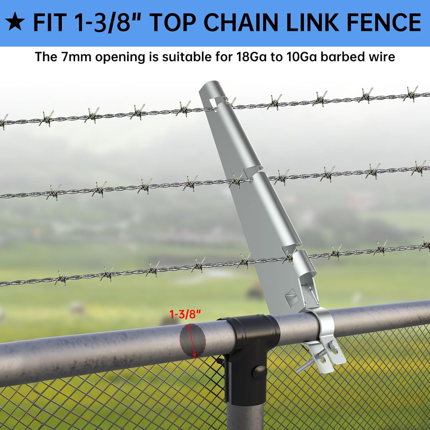 10 Pack Barbed Wire Arm for 1-3/8" Chain Link Fence, Galvanized Steel ...