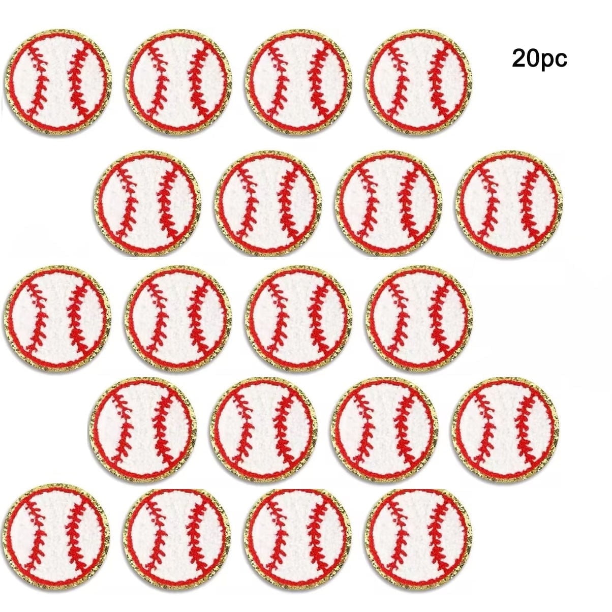 10 Pack Baseball Patch Sequin Gold Edges Chenille Patches Baseball ...