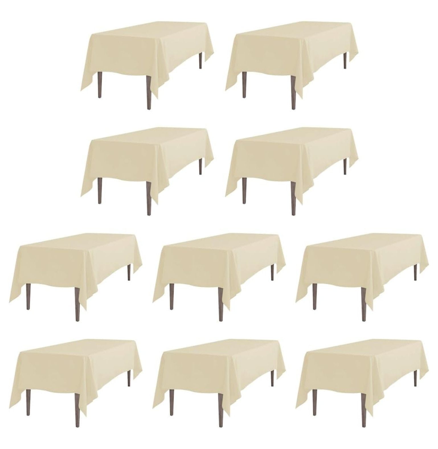 10 Pack Beige Rectangular Tablecloths 60 x 126 Inch for 8 Feet ...