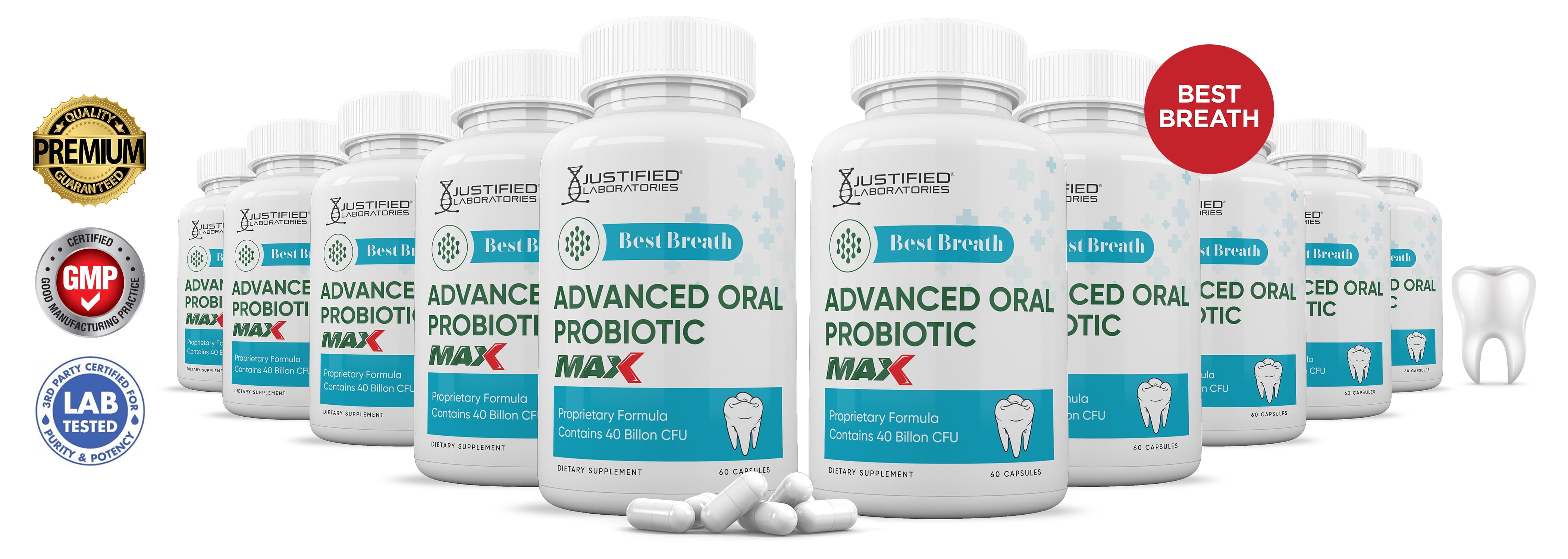 (10 Pack) Best Breath Max 40 Billion CFU Probiotic Oral Support 600 ...