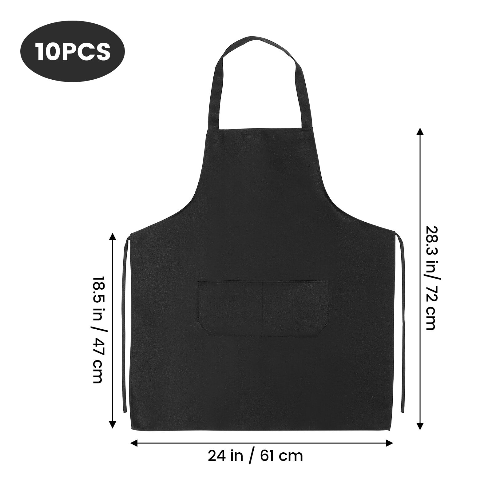 10 Pack Bib Aprons Bulk Unisex Black Apron with Extra Long Ties for ...