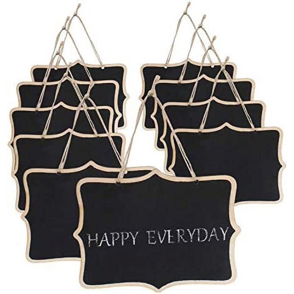 10 Pack Black Hanging Chalkboard Sign - Small Mini Erasable Wooden ...