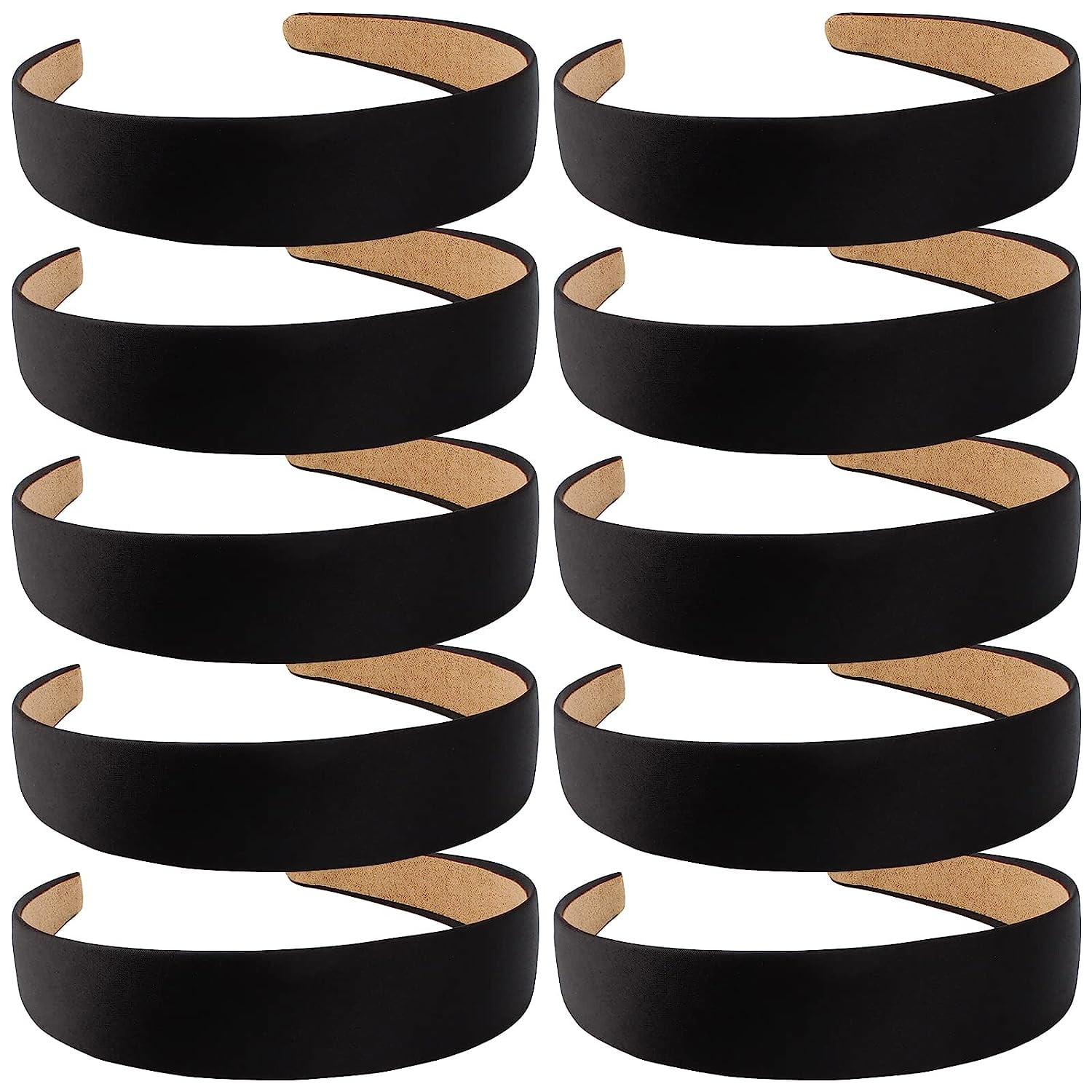 10 Pack Black Headband for Women 1.3 Inch Satin Headbands Wide Headband ...
