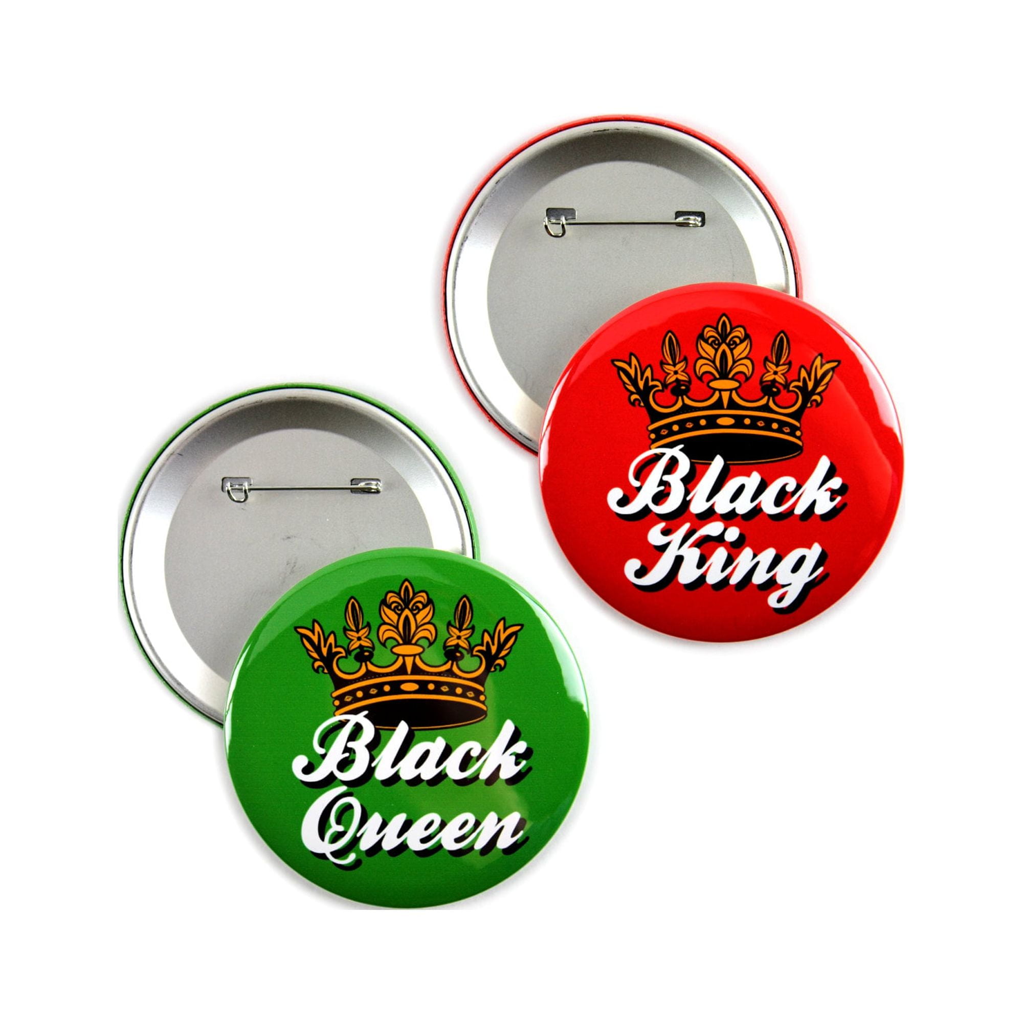 10 Pack - Black King and Black Queen Pinback Button Badges - 3 Inch ...