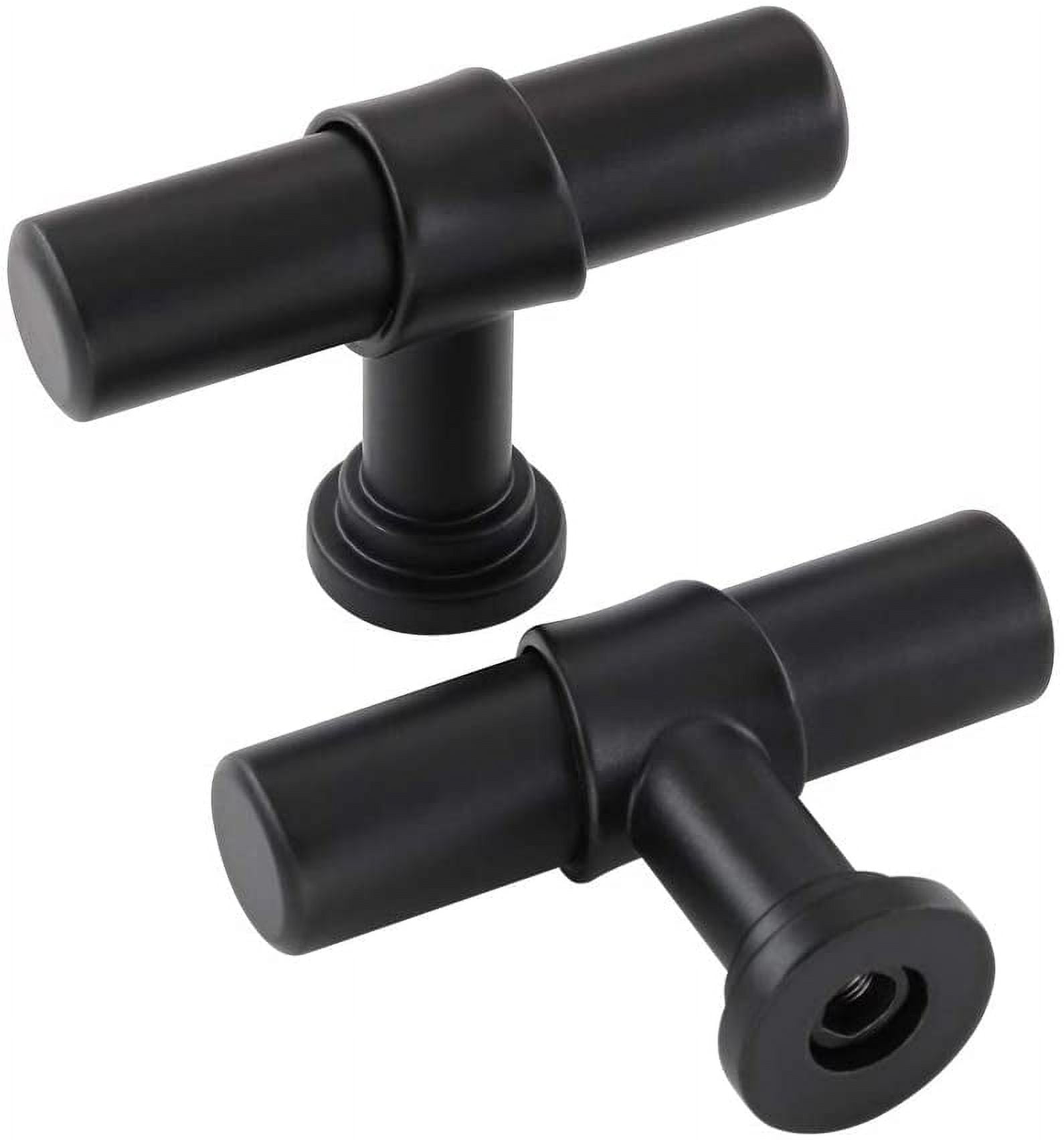 10 Pack Black Matte Black T Bar Cabinet Knobs - Single Hole Kitchen ...