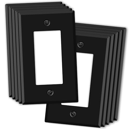 10 Pack Black Metal Rocker Switch Wall Plate, Black Outlet Cover, 1 ...