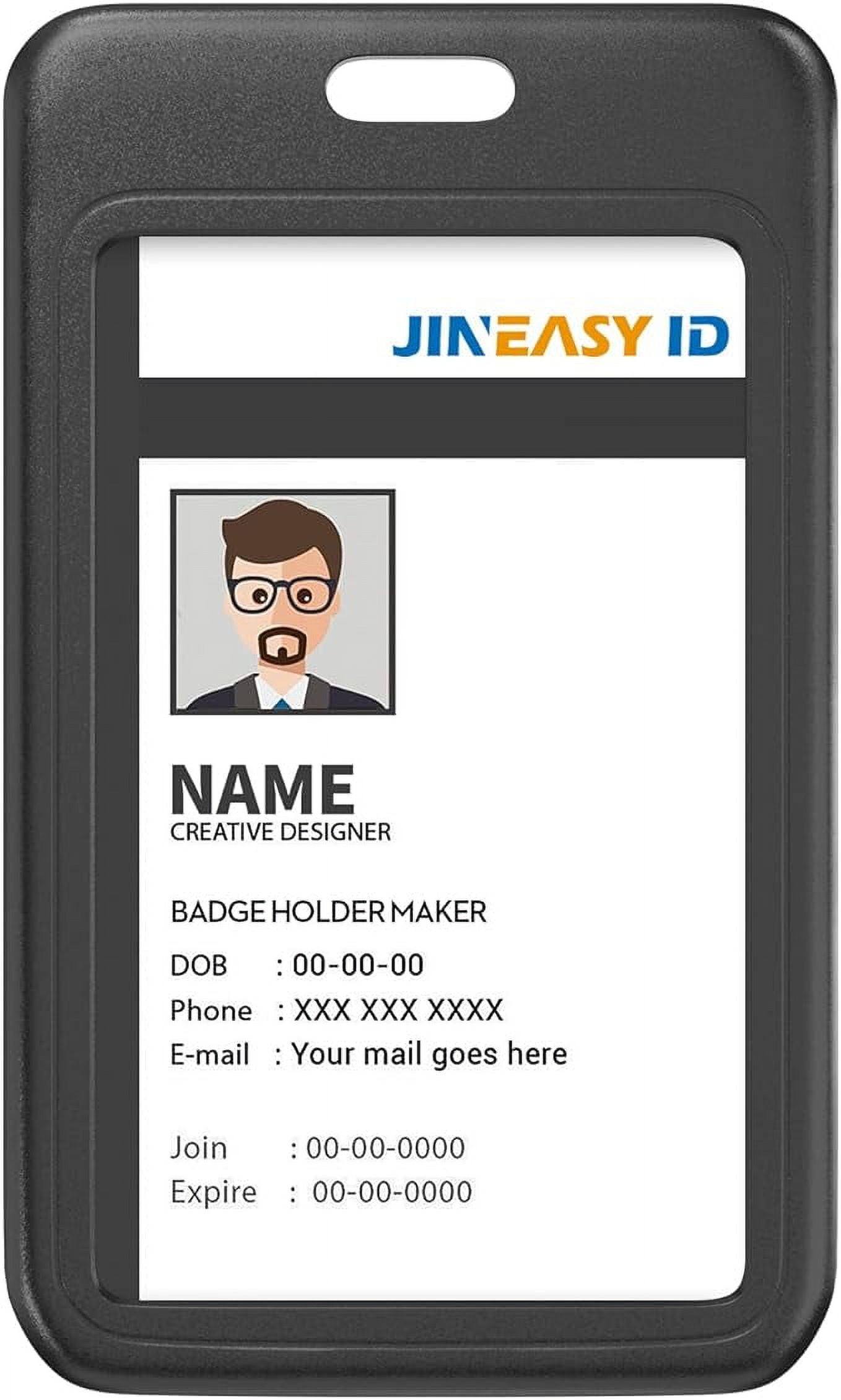 10 Pack Black Plastic Vertical ID Badge Holder Hard Sliding ID Card ...