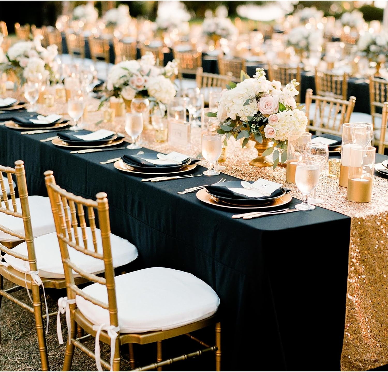 10 Pack Black Rectangle Table Cloth, 60 x 102 Inch Tablecloths for 6 ...