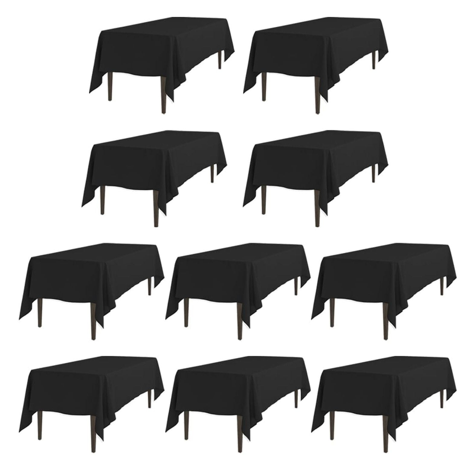 10 Pack Black Rectangular Tablecloths 60 x 126 Inches for 8 Feet ...