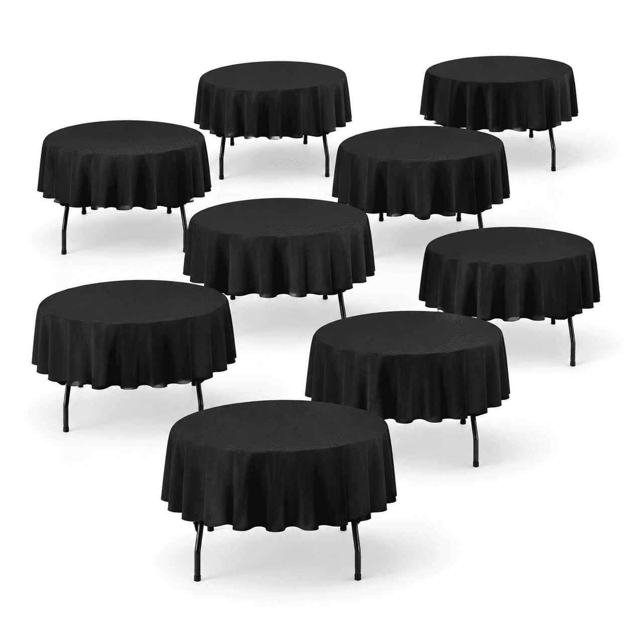 10 Pack Black Round Tablecloths 90 Inch For 60